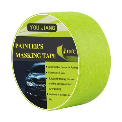 China High Temperature 120 Degree Painters Masking Tape Waterproof Green Crepe Paper 50m for sale
