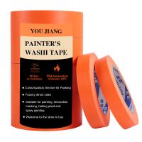 China Anti UV 60days Orange Rubber Adhesive High Viscosity Washi Masking Tape for sale