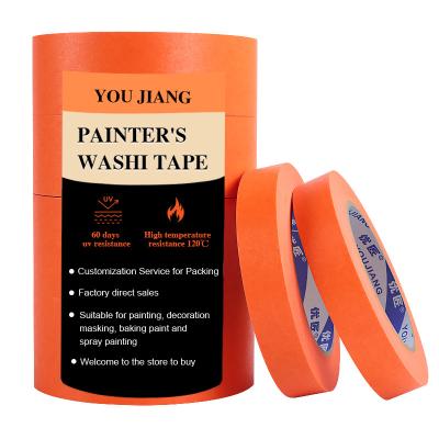 China Anti UV 60days Orange Rubber Adhesive High Viscosity Washi Masking Tape for sale