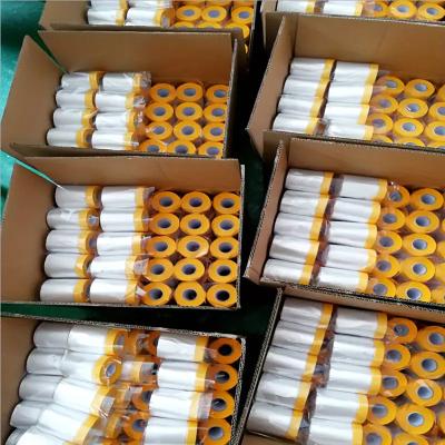 China Pre Taped Surface Covering Film For Painting LLDPE Moisture Proof Masking Film for sale