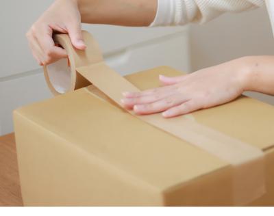 China Eco Friendly Brown Kraft Gum Tape Single Sided Adhesive 3 Color Max. Print for sale