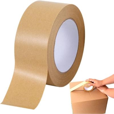 China Printable Hot Melt Self Adhesive Gummed Brown 145 MIC Custom Kraft Paper Tape for sale