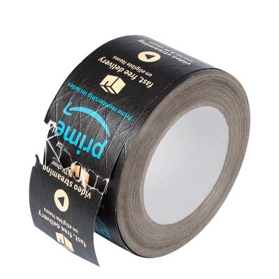 China Custom Printed Logo Water Activated Appear Gummed Reinforced Adhesive Paper & Film Kraft Paper Tape For Sealing Cartons for sale