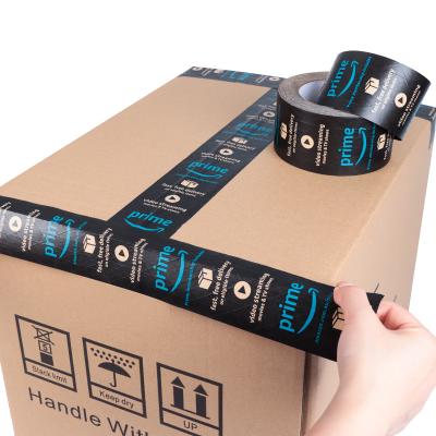 China Eco Friendly Water Activated Reinforced Black 48mm Package Kraft Paper Adhesive Packing Tape Jumbo Roll for sale