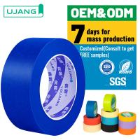 China Anti-UV 14 Days  High Adhesive Crepe Paper Masking Tape Painters Blue Masking Tape for Indoor Decoration Printing for sale
