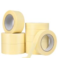 China 100 Degree Yellow Paper Furniture Painting High Temperature Masking Automotive Tape for sale