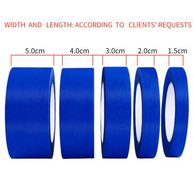 China Single Sided Blue Crepe Paper Tape with Rubber Adhesive for Masking for sale