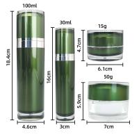 China Acrylic Cosmetic Packaging Set 15/30/50/100ml Cream Bottles Squeeze Pump Screen Printing Surface for Skin Care Serum Face Lotion for sale