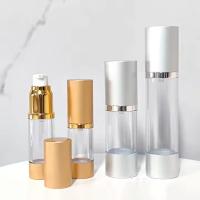 China 15ml 30ml 50ml Plastic Airless Lotion Bottle Electroplate Gold Silver Cosmetic Vacuum Container Empty Lotion Cream Vial for sale