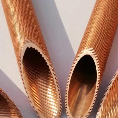 China DELLOK Inner Grooved Copper Tube Low Fin Tube for Heat Exchangers - 20m Length, 1.45mm Fin Height for sale