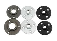 China DELLOK Malleable Iron 4 Hole Floor Flange 1/2 to 2 Inch BSP Female Threaded Black Pipe Fitting for sale