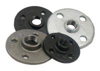 China DELLOK Malleable Iron 4 Hole Floor Flange 1/2 to 2 Inch BSP Female Threaded Black Pipe Fitting for sale