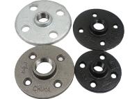 China DELLOK Malleable Iron 4 Hole Floor Flange 1/2 to 2 Inch BSP Female Threaded Black Pipe Fitting for sale