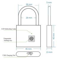China Intelligent Smart Lock Fingerprint Padlock Zinc Alloy Material for sale