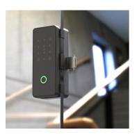China House Fingerprint Glass Door Smart Lock Black Color for sale