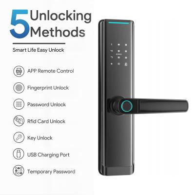 China Smart Door Lock 50*50 Mortise Aluminum Alloy with Semiconductor Fingerprint Sensor Tuya Wifi App Control for sale