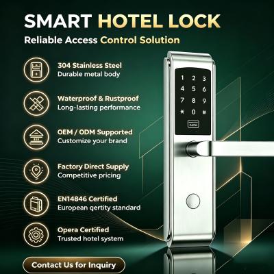 China New Intelligent High Quality Waterproof SUS304 Stainless Steel Smart Hotel Lock with Card Key and Password for sale
