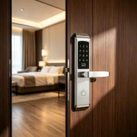 China New Intelligent High Quality Waterproof SUS304 Stainless Steel Smart Hotel Lock with Card Key and Password for sale
