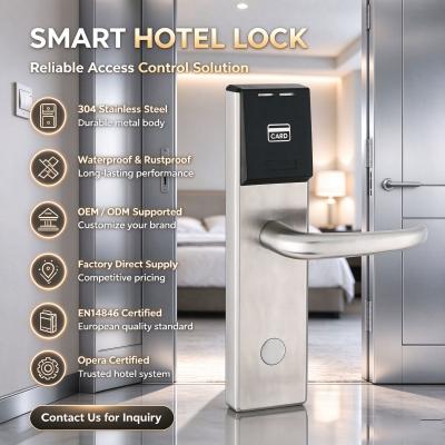 China Factory Direct Supply Competitive Pricing Waterproof SUS304 Stainless Steel Smart Hotel Lock with Card and Key for sale
