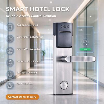 China ENI4846 Certified Waterproof and Rustproof SUS304 Stainless Steel Smart Hotel Lock with Color Customization for sale