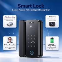 China 3D face Glass Door Smart Door Lock with Camera and Fingerprint Suitable for Glass Doors for sale