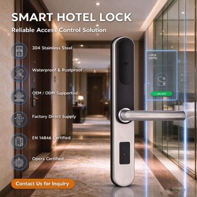 China 2 Years Warranty SUS304 Stainless Steel with 2mm Thickness Waterproof and Rustproof Smart Hotel Lock Opera Certified for sale