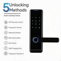 China Manufacturer Aluminum Alloy Smart Lock New Design Fingerprint Password Tuya App Digital Lock for Wooden Door 518 for sale