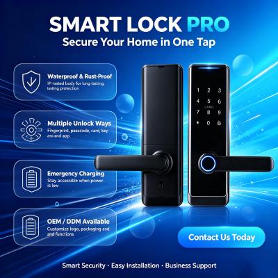 China Manufacturer Aluminum Alloy Smart Lock New Design Fingerprint Password Tuya App Digital Lock for Wooden Door 518 for sale