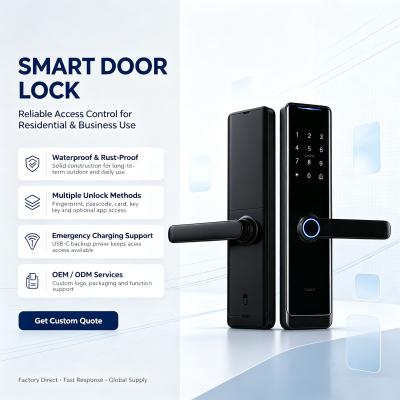 China New Design Aluminum Alloy Smart Lock High Quality Fingerprint Password Tuya App Electronic Lock for Wooden Door518 for sale