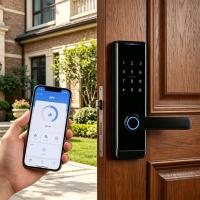 China Factory Direct Supply High Quality Aluminum Alloy Smart Lock Fingerprint Password Tuya App Lock for Wooden Door 518 for sale