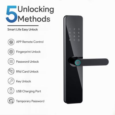 China Factory Direct Supply New Design High Quality Aluminum Alloy Smart Lock Fingerprint Password Tuya App for Wooden Door 551 for sale