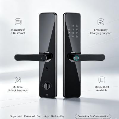 China Factory Direct Supply Manufacturer Aluminum Alloy Entry Door Smart Lock Fingerprint Password Tuya App Home Security Lock for Wooden Door 551 for sale