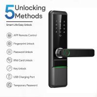 China Best Selling New Design Durable Aluminum Alloy Smart Lock Fingerprint Password Tuya App Remote Control Digital Lock for House Apartment Entry Door 596 for sale