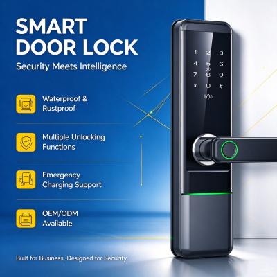 China Durable Factory Direct Supply Manufacturer Aluminum Alloy Entry Door Smart Lock Fingerprint Password Tuya App Home Security Lock for Wooden Door 596 for sale