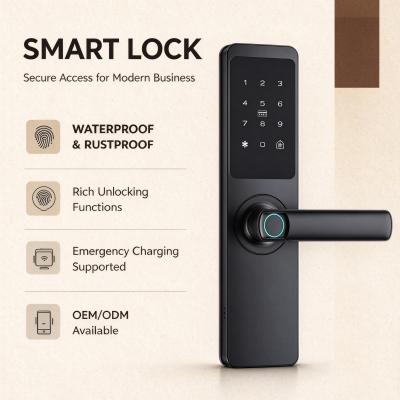 China Premium Grade New Design Factory Direct Supply Aluminum Alloy Keyless Smart Lock Fingerprint Password Tuya App Anti Peep Access Lock for House Front Door 561 for sale