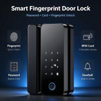 China ELA Hot Fingerprint Password RFID Card Smart Glass Door Lock for Office for sale