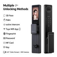 China Hot Sale CNC Aluminum Alloy Material 3D Face Unlock Smart Digital Lock with Active Intercom Function for sale