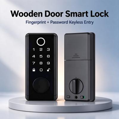 China ELA Top Rated Smart Fingerprint Wooden Door Lock Auto Lock for Bedroom for sale