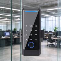 China New Arrival Keyless Entry Smart Glass Door Lock with Doorbell for Office Building for sale