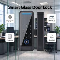 China Factory Direct Password RFID Smart Glass Door Lock with Doorbell for Entrance for sale