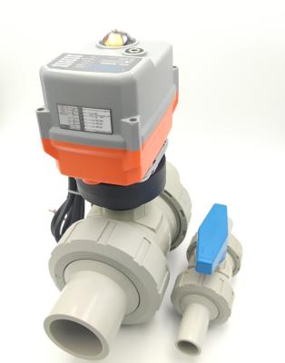 China Electric PVC Actuated Plastic Ball Valves Potentiometer Feedback for sale