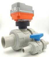 China NC Actuated PVC Ball Valve PN 10 True Union Ball Valve PVDF CE for sale