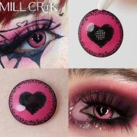 China Anime Yandere Pink Fluorescent Contact Lenses Yearly Use With HEMA Material for sale