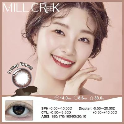 China 14.0mm Diameter Toric Colored Contacts Brown Hydrogel Millcreek Lenses For 1 Year for sale