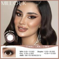 China 14.0mm Diameter Toric Colored Contacts Brown Hydrogel MILLCREEK Lenses For 1 Year for sale