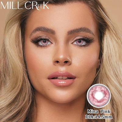 China 14.5mm Diameter Non Prescription Pink Contact Lenses Cosplay Safe Cosplay Contacts for sale