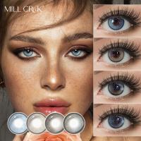 China Yearly Safe Cosmetic Contact Lenses Natural Brown Gray Blue For Arabic Eyes for sale