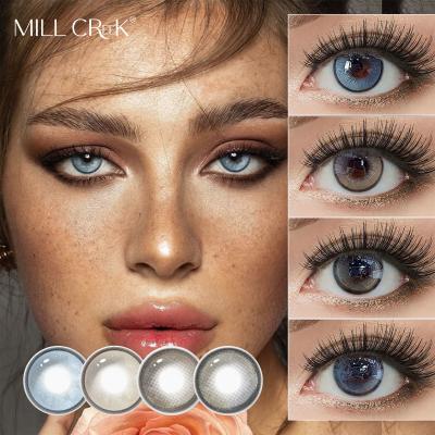 China Yearly Safe Cosmetic Contact Lenses Natural Brown Gray Blue For Arabic Eyes for sale