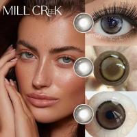 China Yearly Safe Cosmetic Contact Lenses Natural Brown Gray Blue For Arabic Eyes for sale