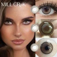 China Yearly Safe Cosmetic Contact Lenses Natural Brown Gray Blue For Arabic Eyes for sale